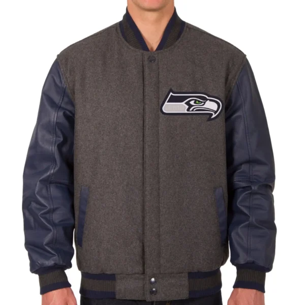 Seattle Seahawks Two Tone Wool & Leather Varsity Jacket